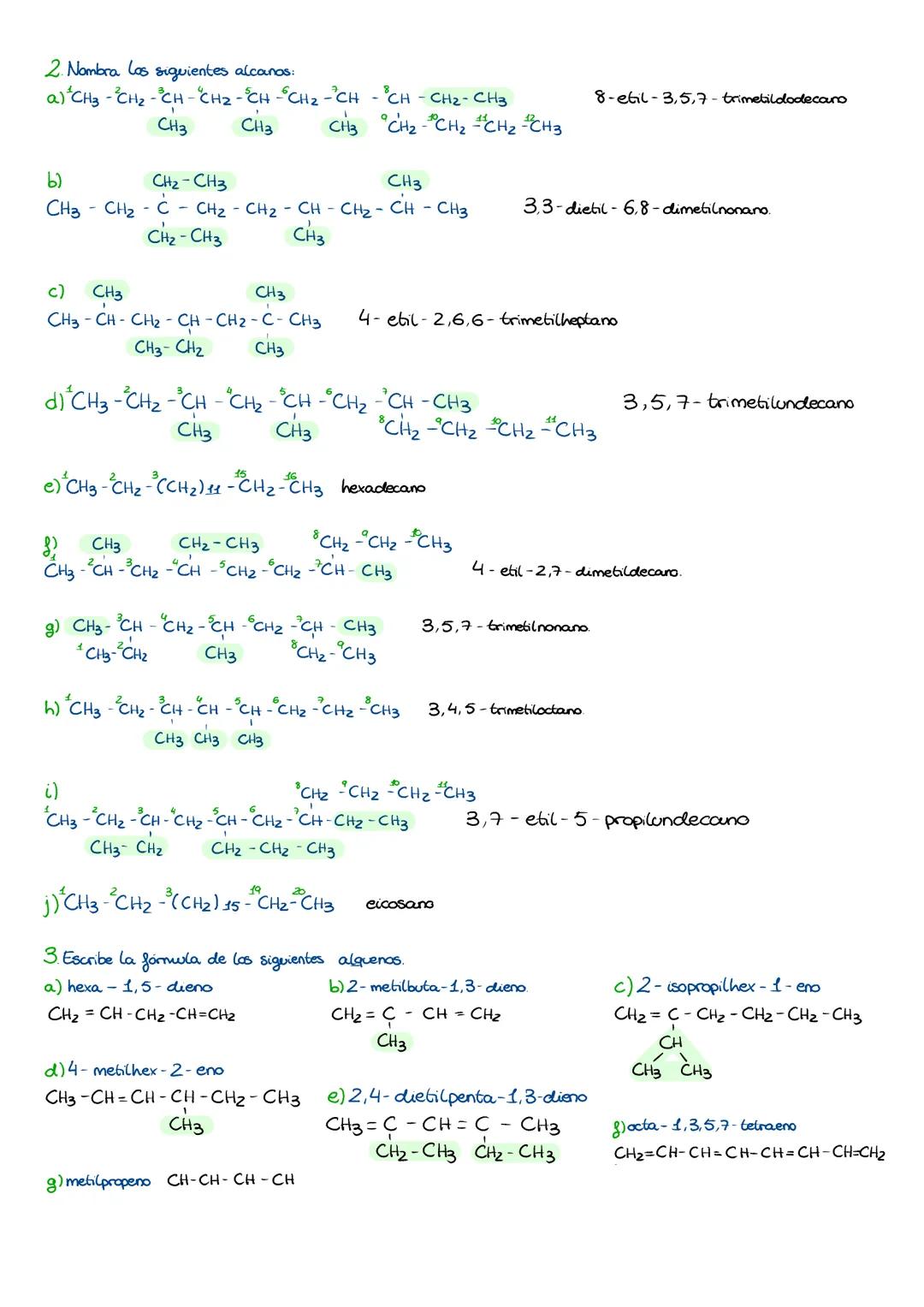 Ejercicios Resueltos de Alcanos, Alquenos y Alquinos en PDF (Física i Química) como PDF - Knowunity