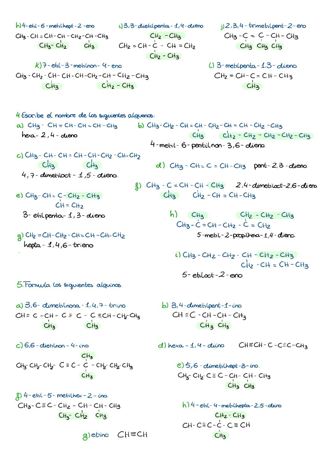 Ejercicios Resueltos de Alcanos, Alquenos y Alquinos en PDF (Física i Química) como PDF - Knowunity