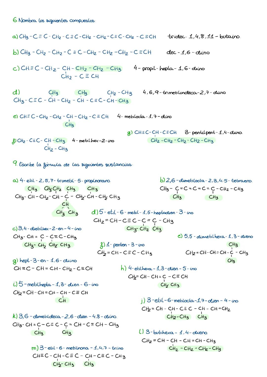 Ejercicios Resueltos de Alcanos, Alquenos y Alquinos en PDF (Física i Química) como PDF - Knowunity